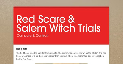 Red Scare & Salem Witch Trials | Smore Newsletters