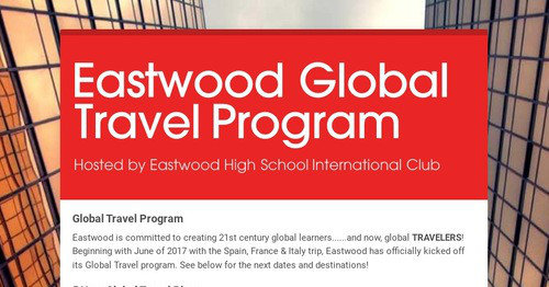 Eastwood Global Travel Program | Smore Newsletters