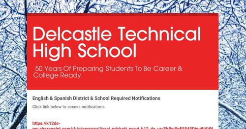 Delcastle Technical High School | Smore Newsletters