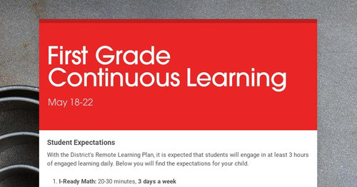 First Grade Continuous Learning | Smore Newsletters for Education