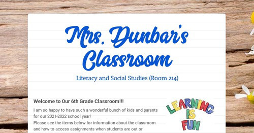 Mrs. Dunbar's Classroom | Smore Newsletters for Education