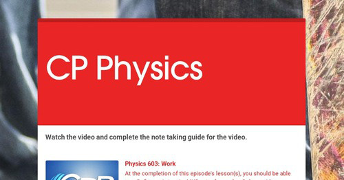 CP Physics | Smore Newsletters for Education