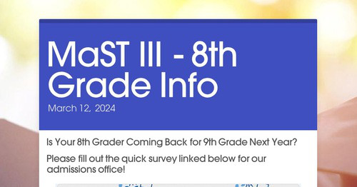 MaST III - 8th Grade Info | Smore Newsletters