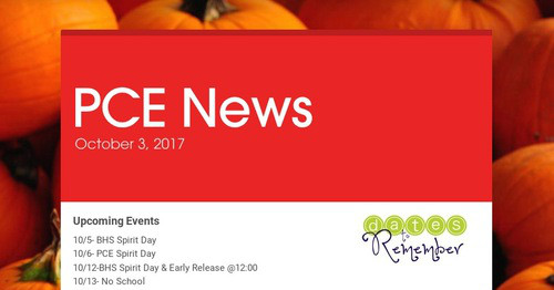 PCE News | Smore Newsletters