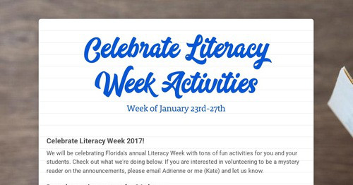 Celebrate Literacy Week Activities | Smore Newsletters