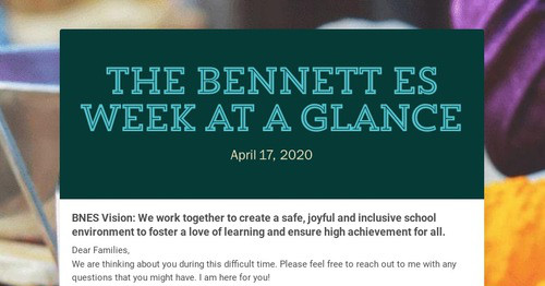 The Bennett ES Week at a Glance | Smore Newsletters for Education
