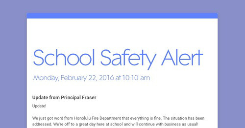 School Safety Alert | Smore Newsletters