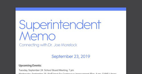 Superintendent Memo