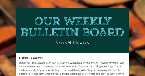 OUR WEEKLY BULLETIN BOARD | Smore Newsletters