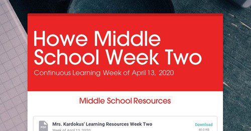 Howe Middle School Week Two | Smore Newsletters