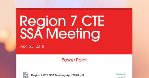 Region 7 CTE SSA Meeting | Smore Newsletters
