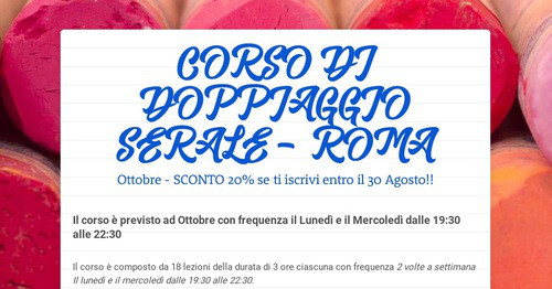 CORSO DI DOPPIAGGIO SERALE - ROMA | Smore Newsletters
