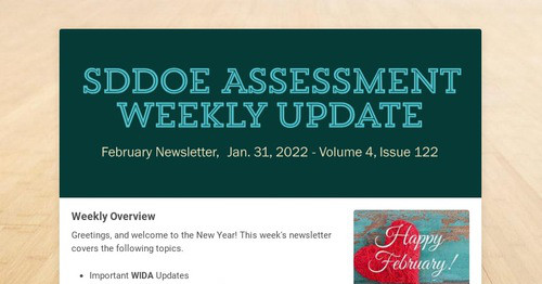 SDDOE Assessment Weekly Update | Smore Newsletters