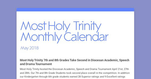 Most Holy Trinity Monthly Calendar | Smore Newsletters for Education