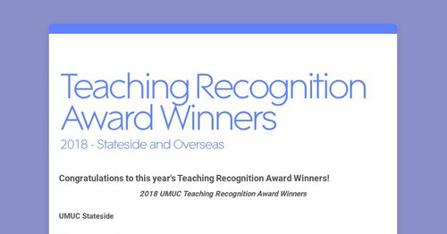 Teaching Recognition Award Winners | Smore Newsletters