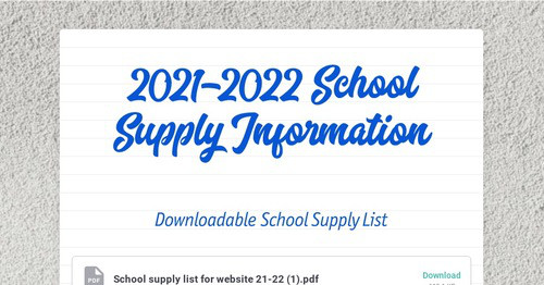2021-2022 School Supply Information | Smore Newsletters