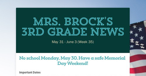 Mrs. Brock's 3rd Grade News | Smore Newsletters for Education