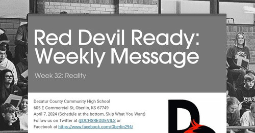 Red Devil Ready: Weekly Message