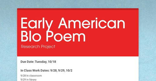 Early American BIo Poem | Smore Newsletters for Education