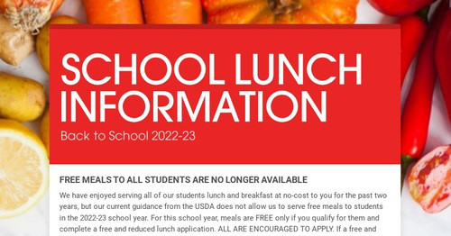 SCHOOL LUNCH INFORMATION