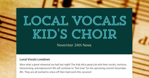 Local Vocals Kid's Choir | Smore Newsletters