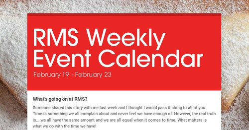 RMS Weekly Event Calendar | Smore Newsletters for Education