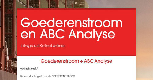 Goederenstroom en ABC Analyse
