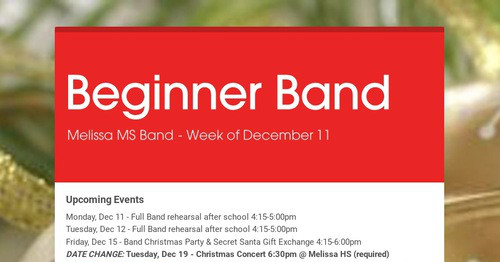 Beginner Band | Smore Newsletters