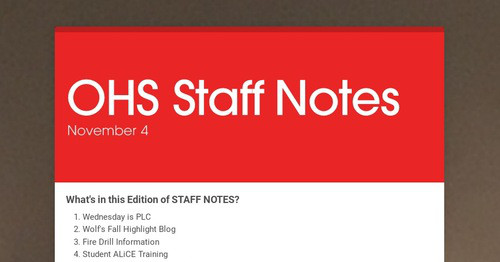 OHS Staff Notes | Smore Newsletters