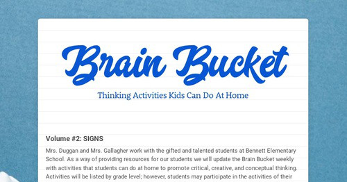 Brain Bucket | Smore Newsletters for Education