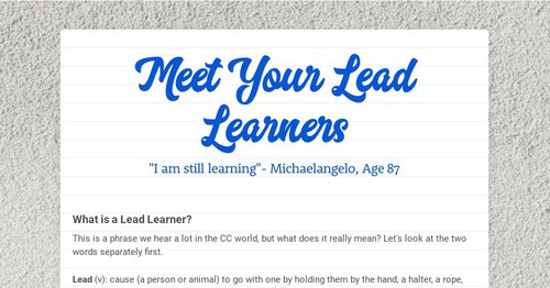 Meet Your Lead Learners | Smore Newsletters