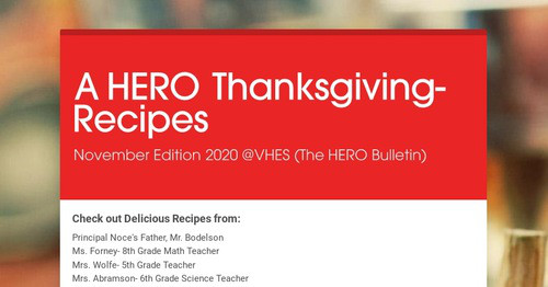 A HERO Thanksgiving- Recipes | Smore Newsletters for Education