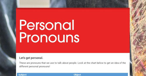 Personal Pronouns