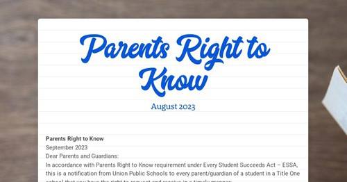 Parents Right to Know | Smore Newsletters