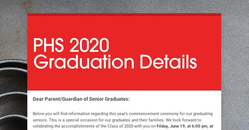PHS 2020 Graduation Details