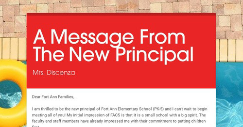 A Message From The New Principal | Smore Newsletters