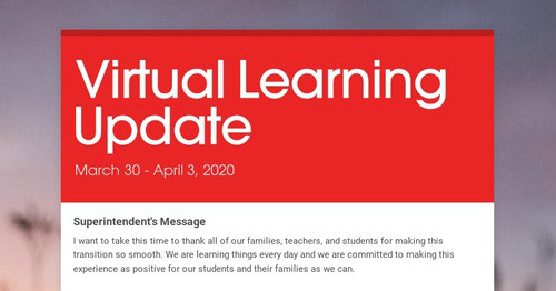 Virtual Learning Update | Smore Newsletters