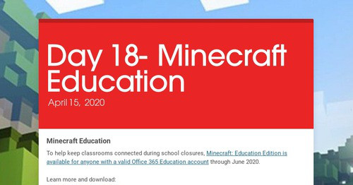 Day 18- Minecraft Education | Smore Newsletters for Education