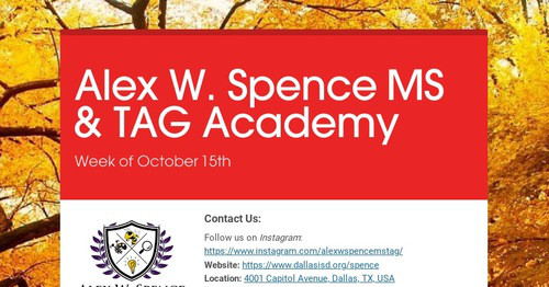 Alex W. Spence MS & TAG Academy | Smore Newsletters