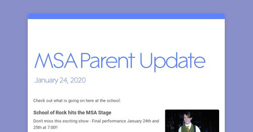 MSA Parent Update | Smore Newsletters