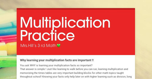 Multiplication Practice | Smore Newsletters