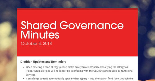 Shared Governance Minutes | Smore Newsletters