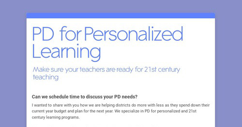 PD for Personalized Learning | Smore Newsletters