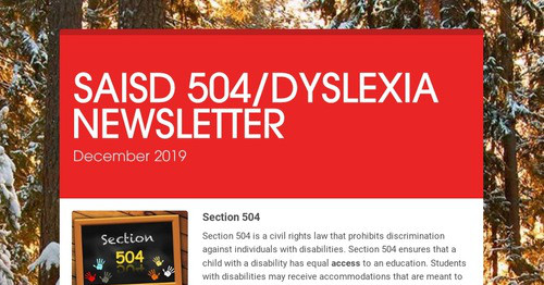 SAISD 504/DYSLEXIA NEWSLETTER | Smore Newsletters