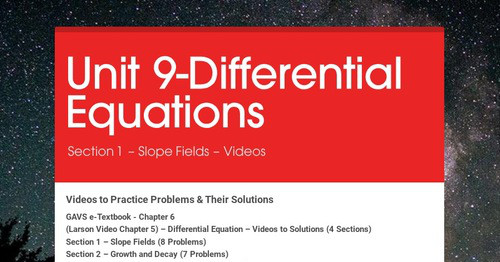 Unit 9-Differential Equations | Smore Newsletters