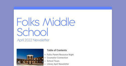 Folks Middle School | Smore Newsletters