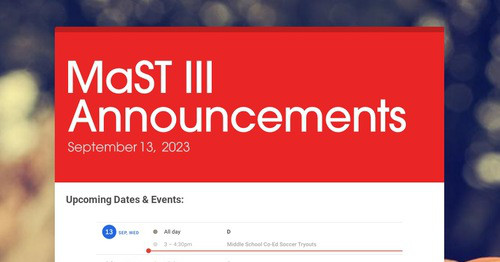 MaST III Announcements | Smore Newsletters
