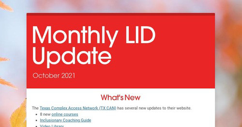 Monthly LID Update | Smore Newsletters