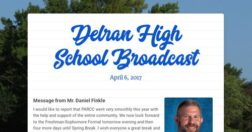 Delran High School Broadcast | Smore Newsletters