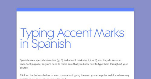 Typing Accent Marks in Spanish